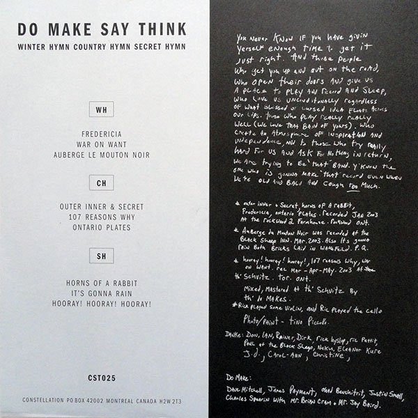 Do Make Say Think - Winter Hymn Country Hymn Secret Hymn - Used Vinyl ...