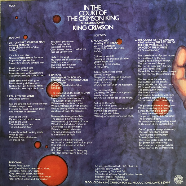 King Crimson - In The Court Of The Crimson King - New Vinyl - High ...