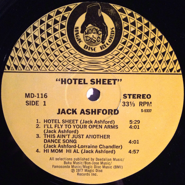 Jack Ashford - Hotel Sheet - Used Vinyl - High-Fidelity Vinyl Records ...