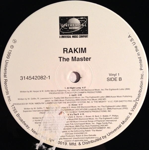 Rakim - The Master - Used Vinyl - High-Fidelity Vinyl Records and Hi-Fi ...